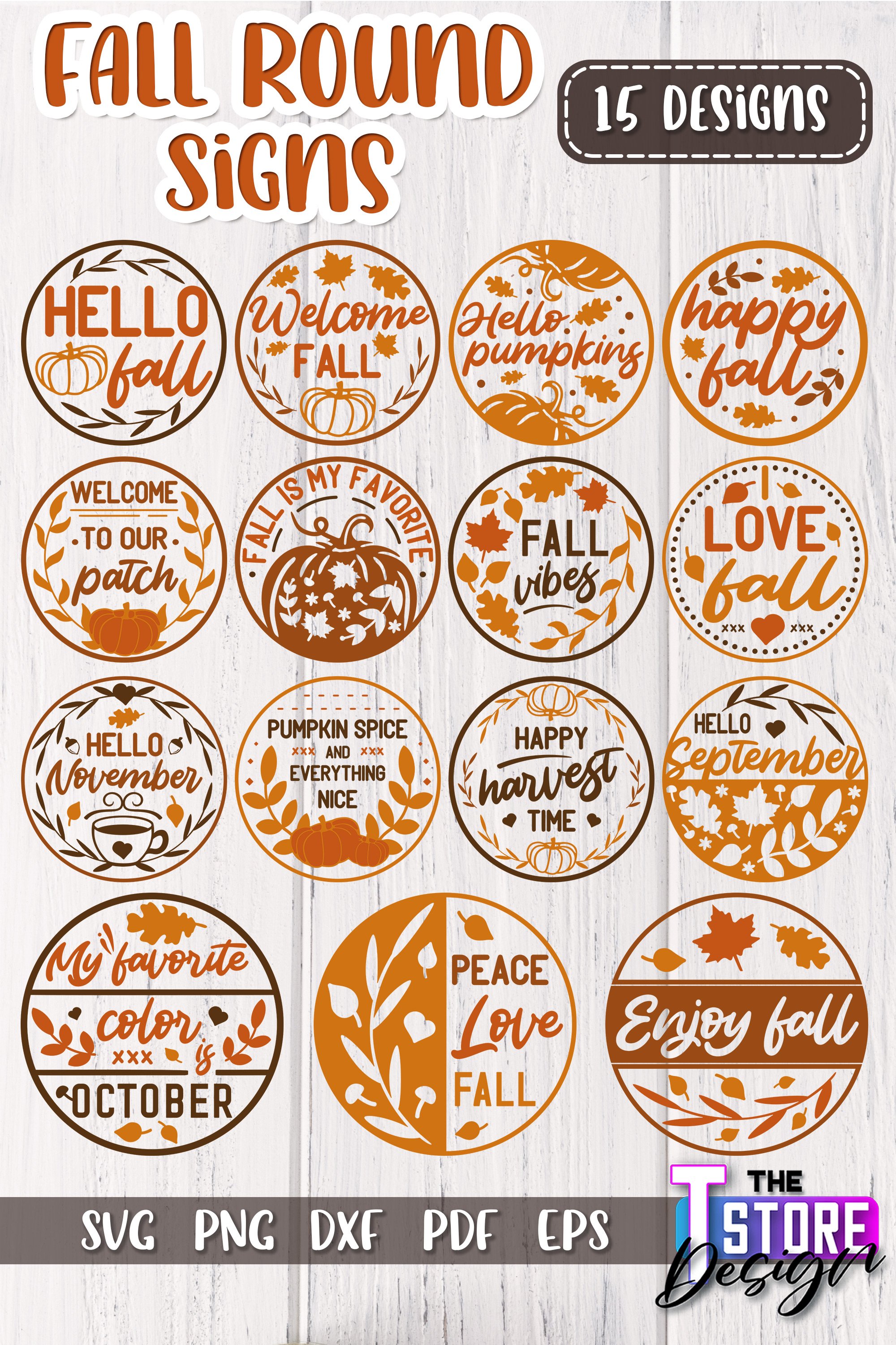 Fall Round Signs SVG Bundle | Autumn Quotes SVG |Fall Design