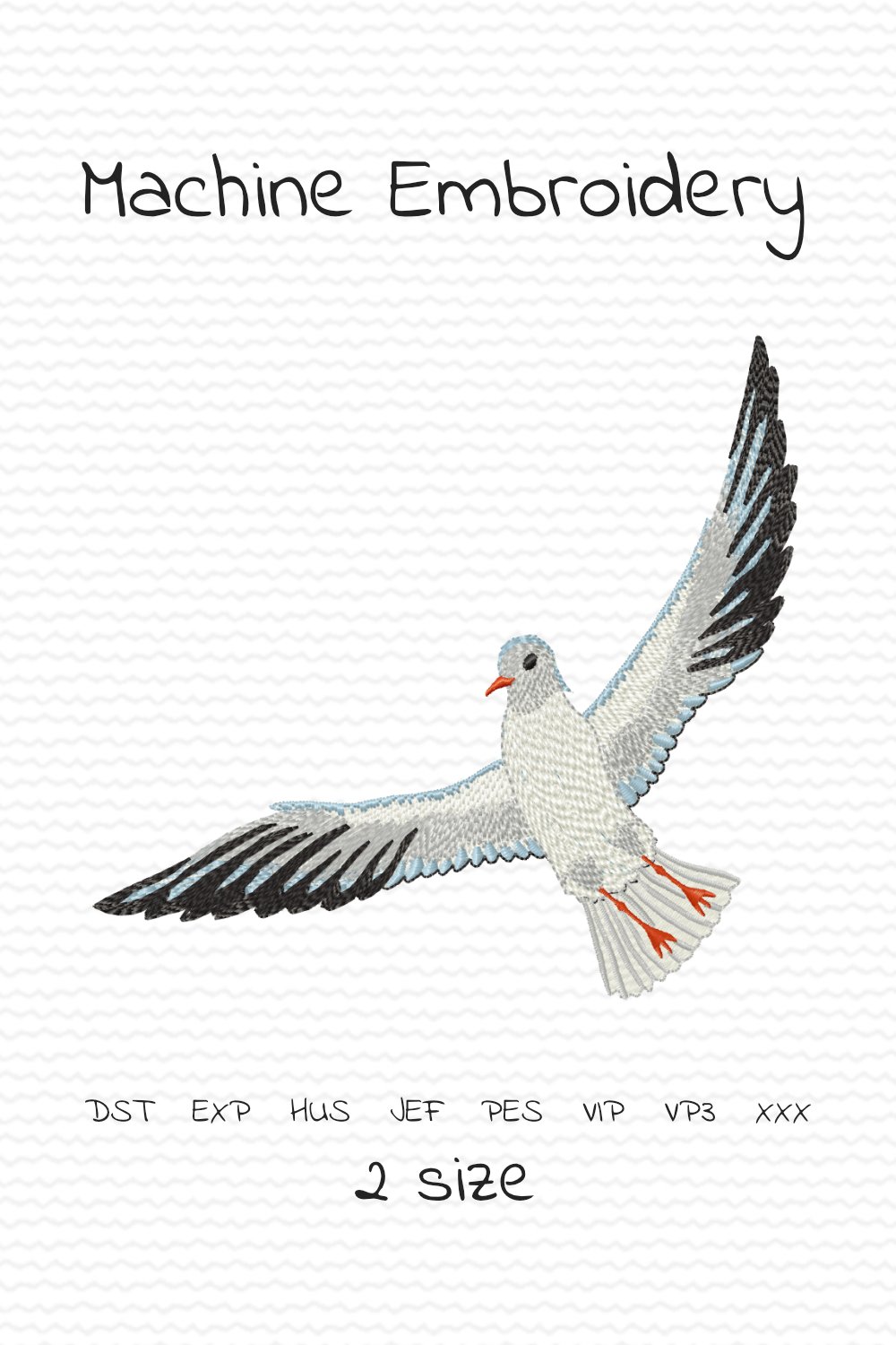 Seagull bird | Art wings decor | Machine embroidery design