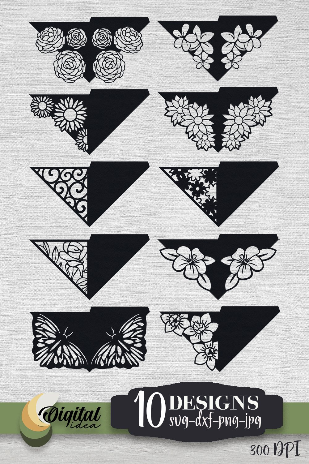 10 Bookmarks Paper cut SVG. Corner bookmarks. Book bookmark