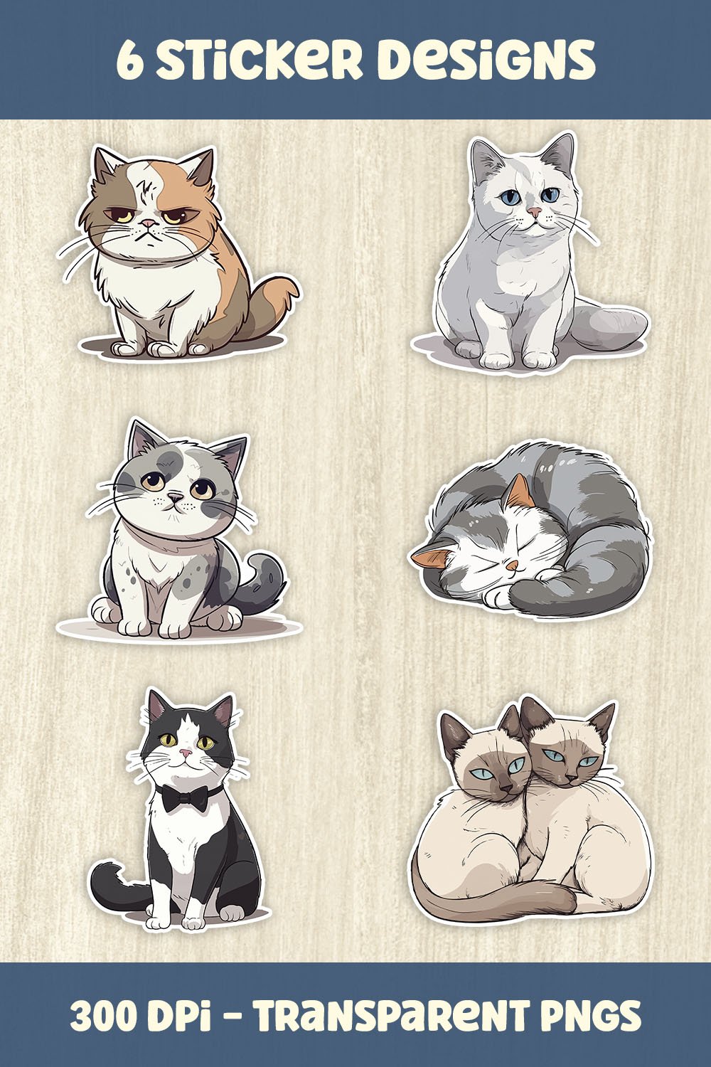 Hand drawn cats sticker bundle