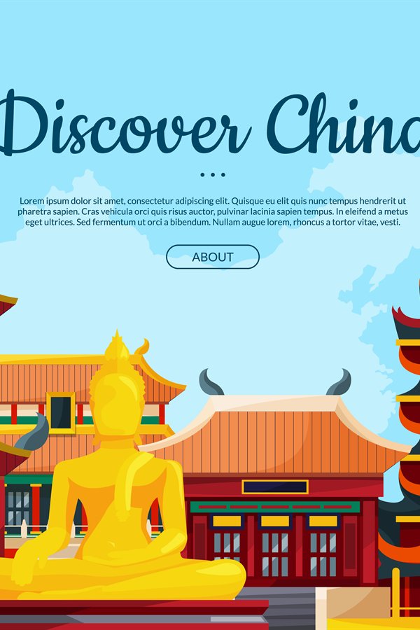 Vector flat style china sights background illustration with