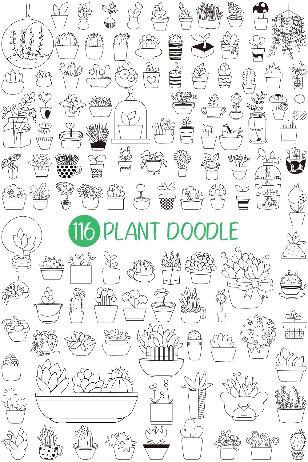 PLANT DOODLE | Clip Art bundle | Flower png | Cute doodle