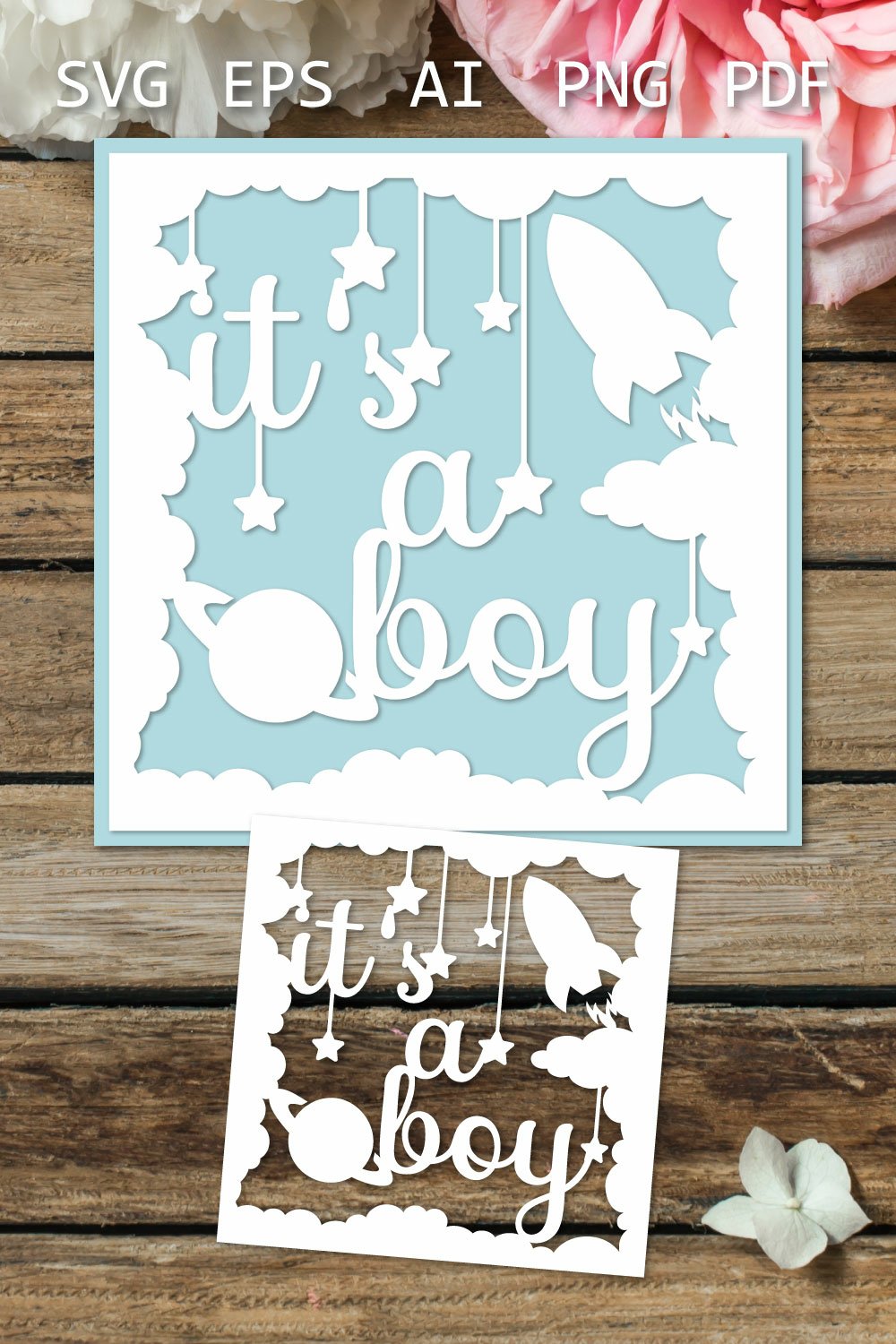 It's a boy card | paper cutting template SVG, New born card