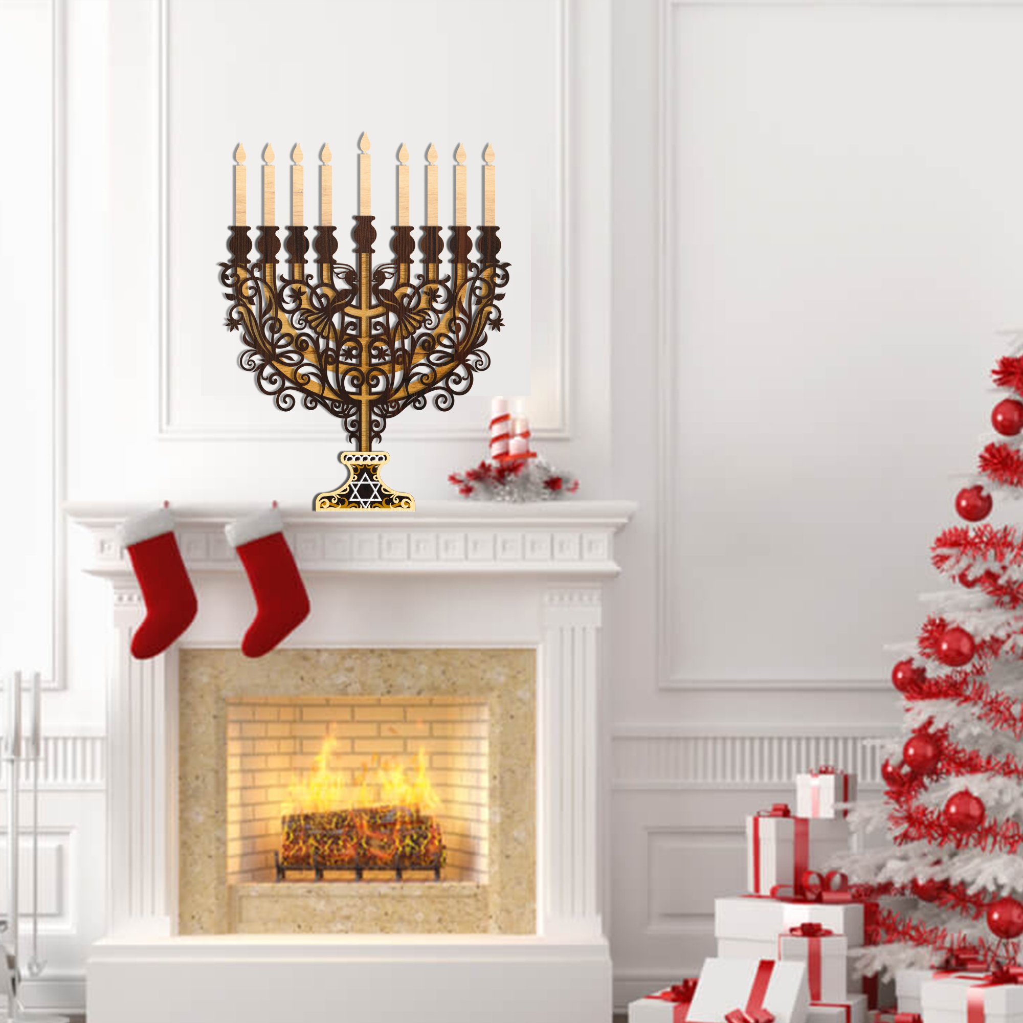 MENORAH, Hanukkah, Multilayer Laser Cut File