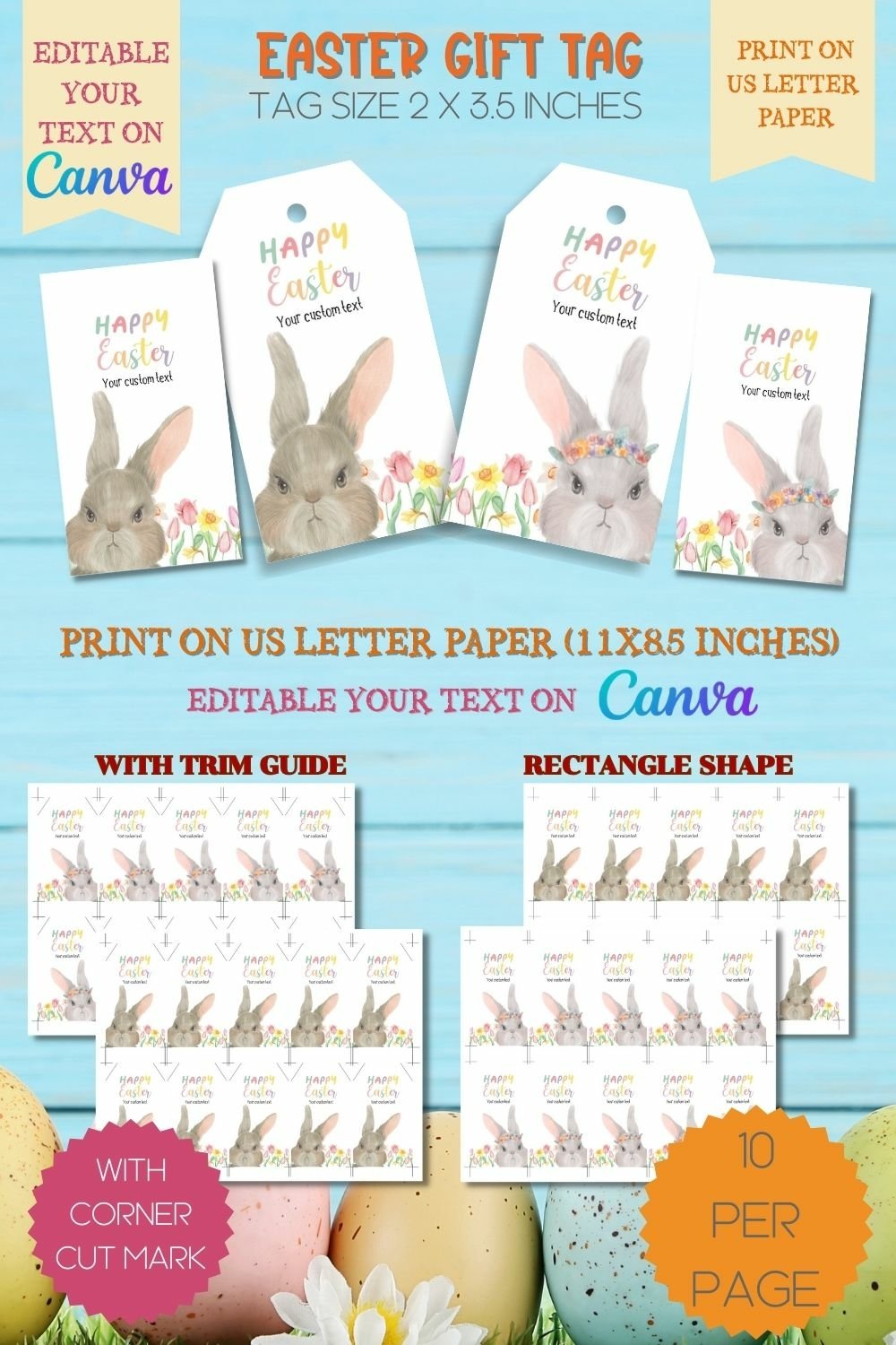 Editable gift tag, Easter Basket Gift Tag, Easter Treat Tag