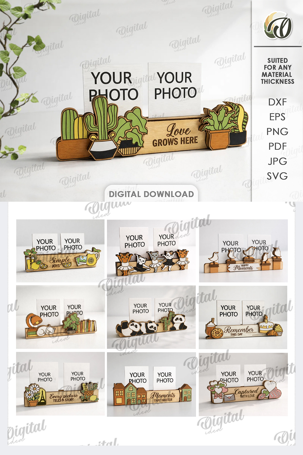 3D Photo Holders Bundle Laser Cut. Photo Stand SVG