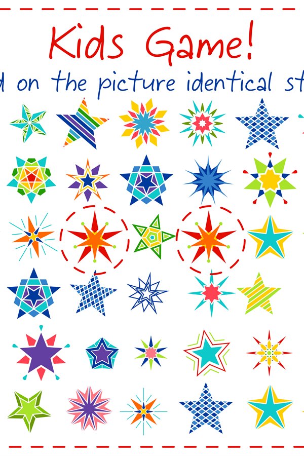 Kids game with colorful cartoon stars