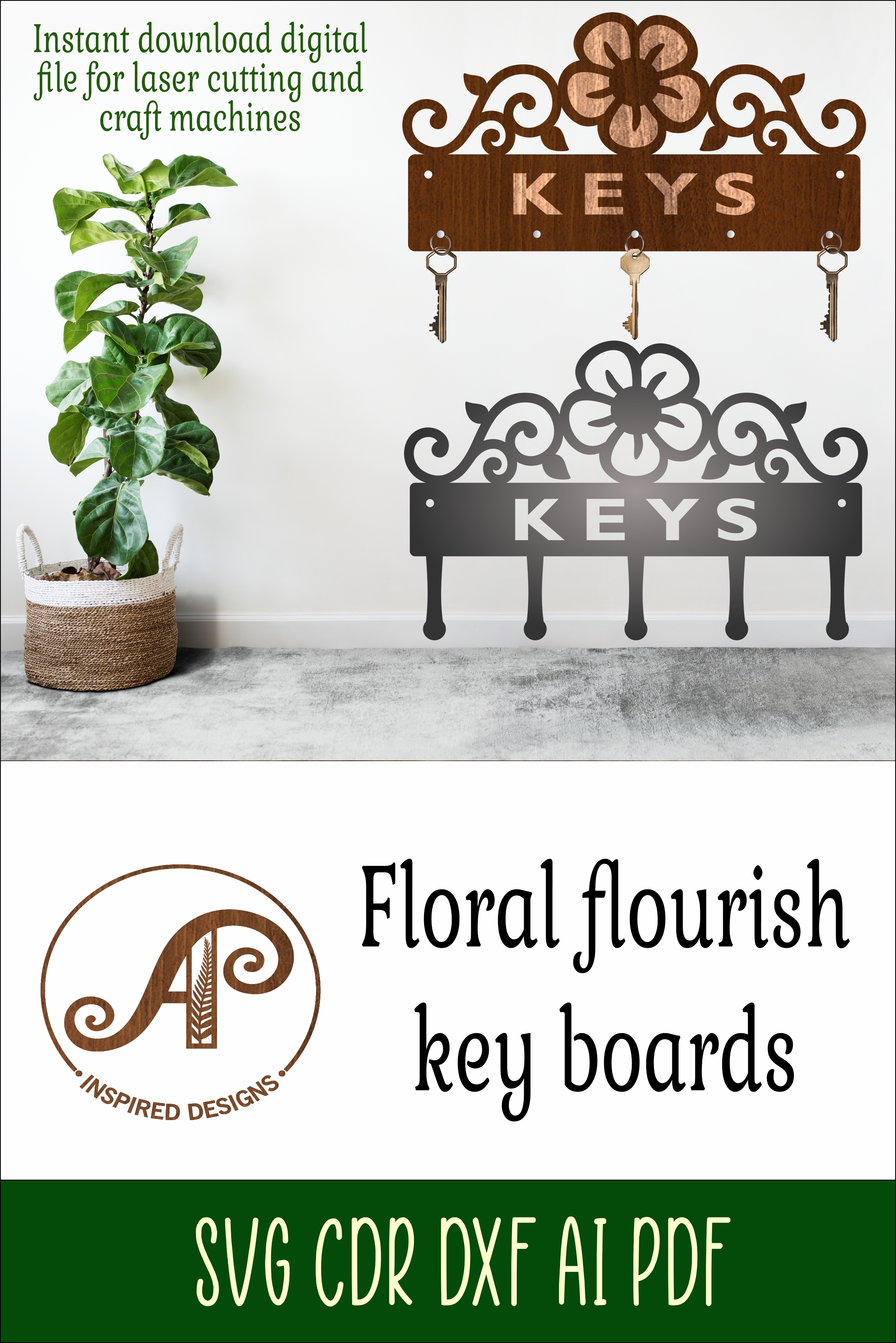 Flower flourish home Key holder designs for wood and metal