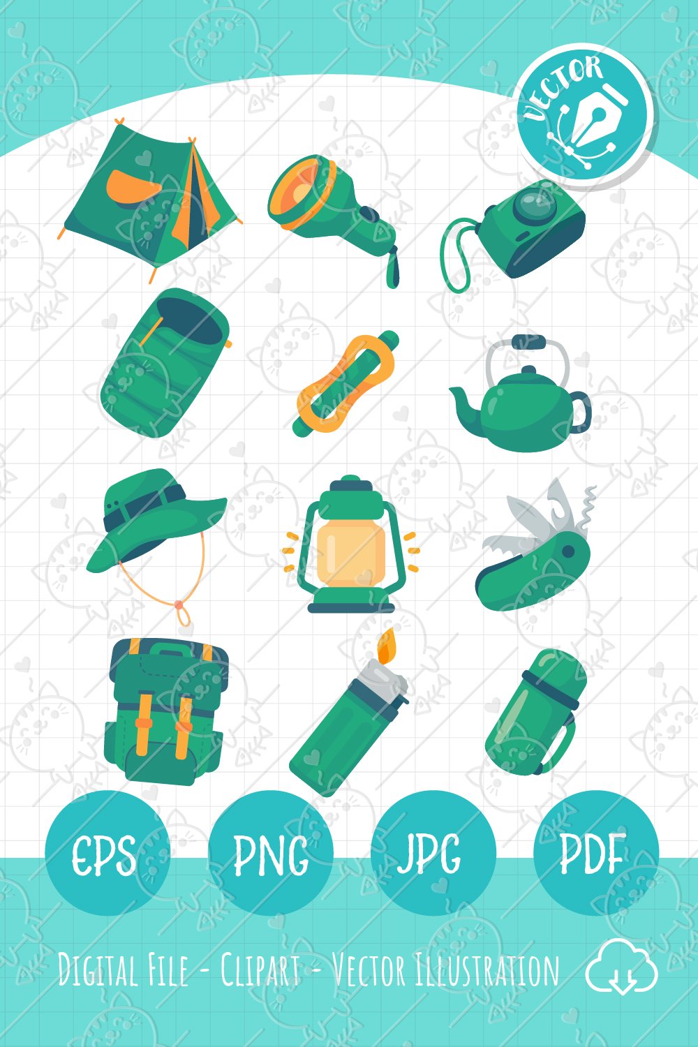 Camp Clipart |Camping element | EPS Vector (2836238)