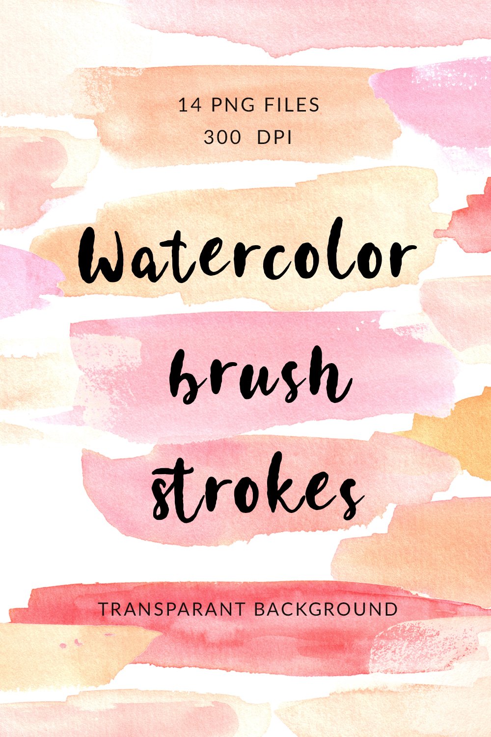 Watercolor Brush Strokes Clipart, Pink and Peach (924102)