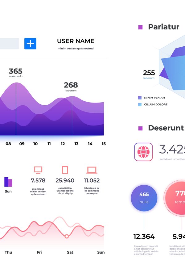 Infographic dashboard template. Admin panel ui, diagrams gra