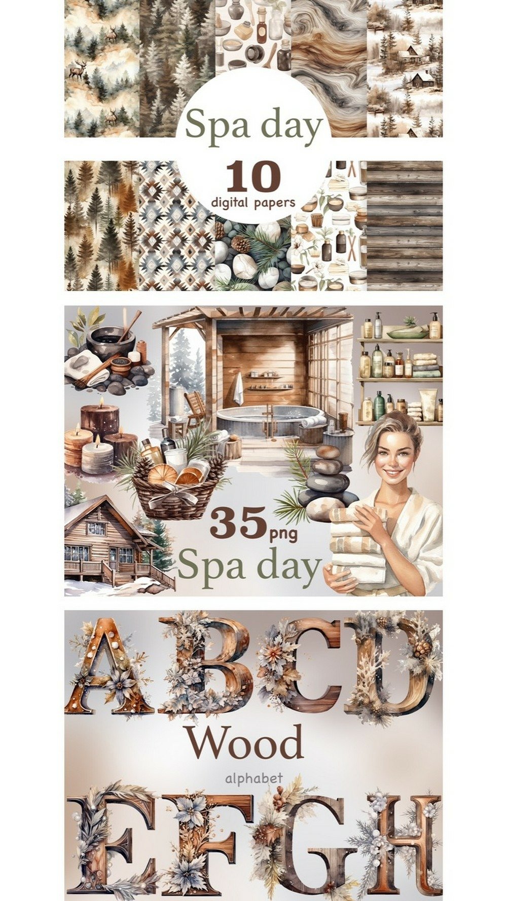 Spa Day Digital Paper | Cozy Winter Pattern