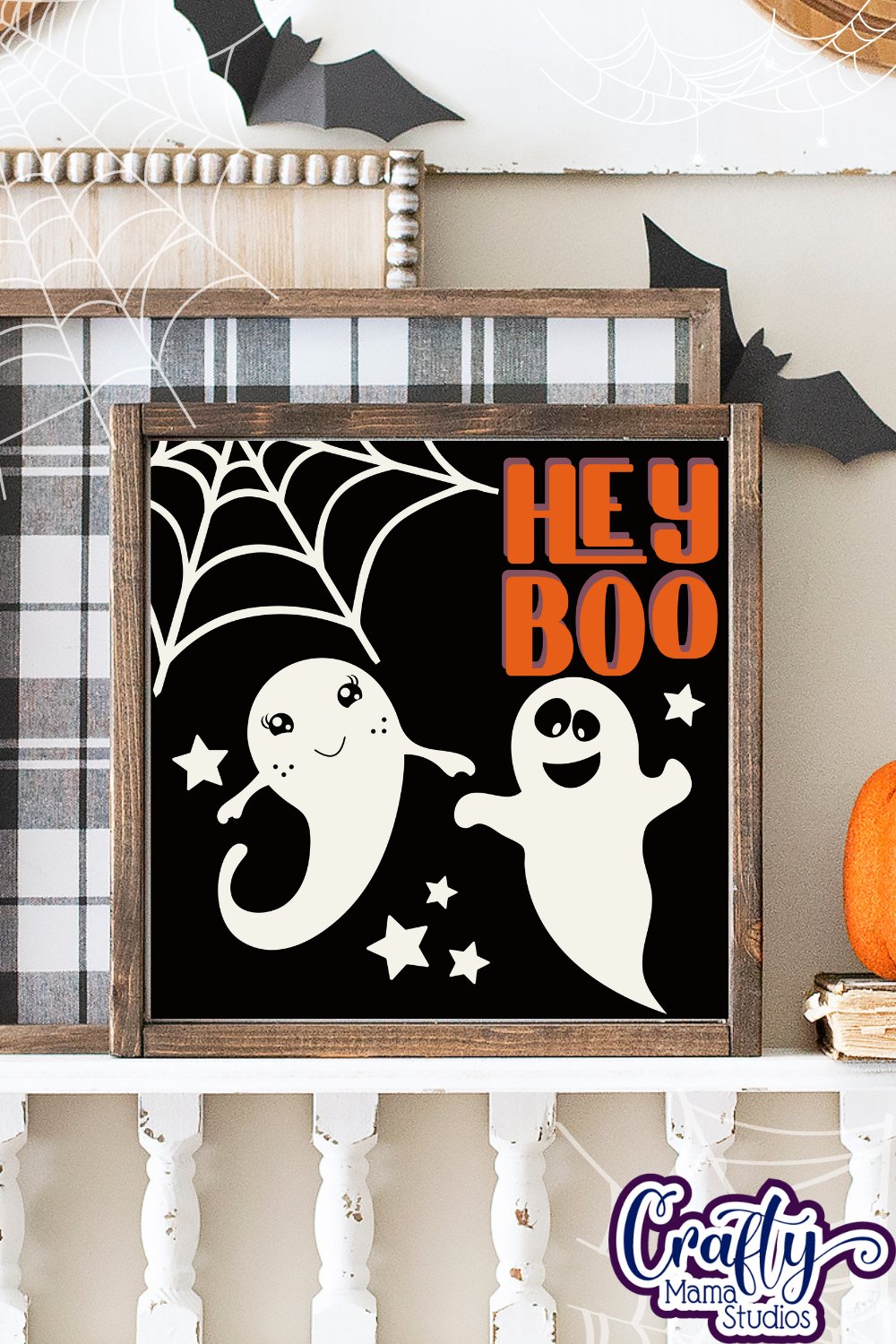 Retro Halloween Sign Svg, Hey Boo Ghost Old Style Design