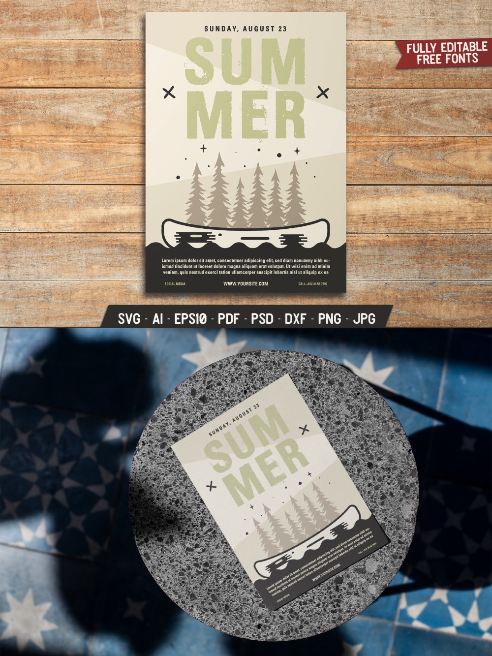 Summer Retro Camping Flyer SVG Template Adventure (798165)