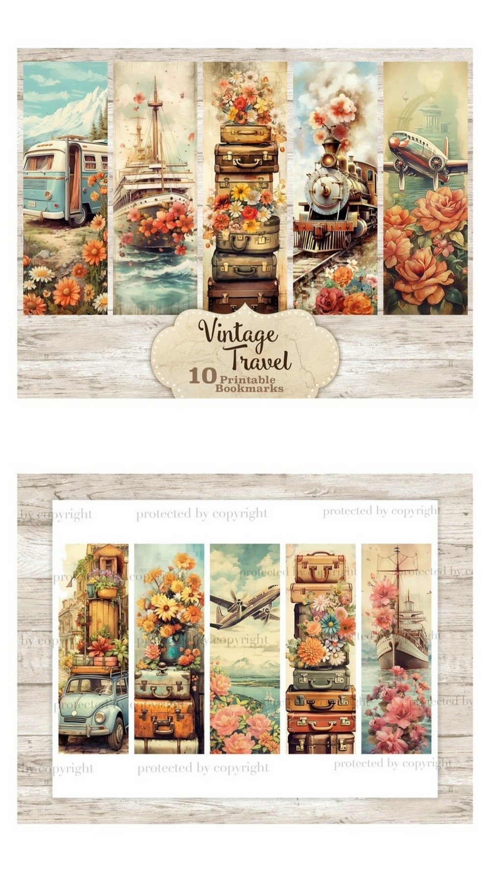 Vintage Travel Bookmarks | Bookmarks Printable
