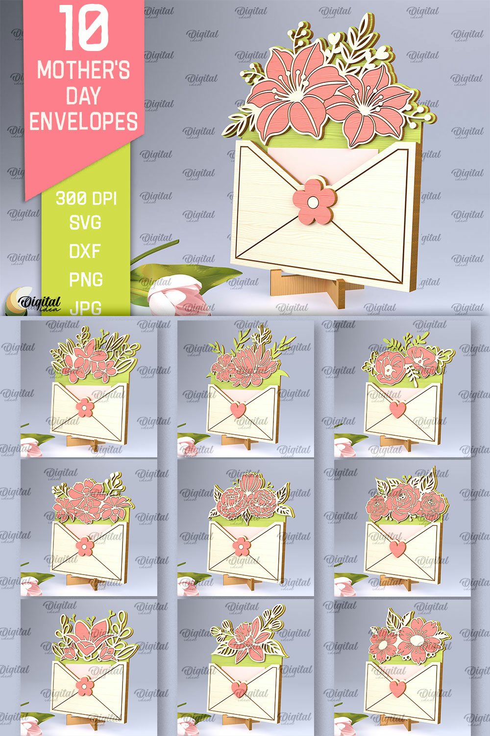 Mother's Day Envelopes Laser Bundle. Mom Envelope Gift SVG