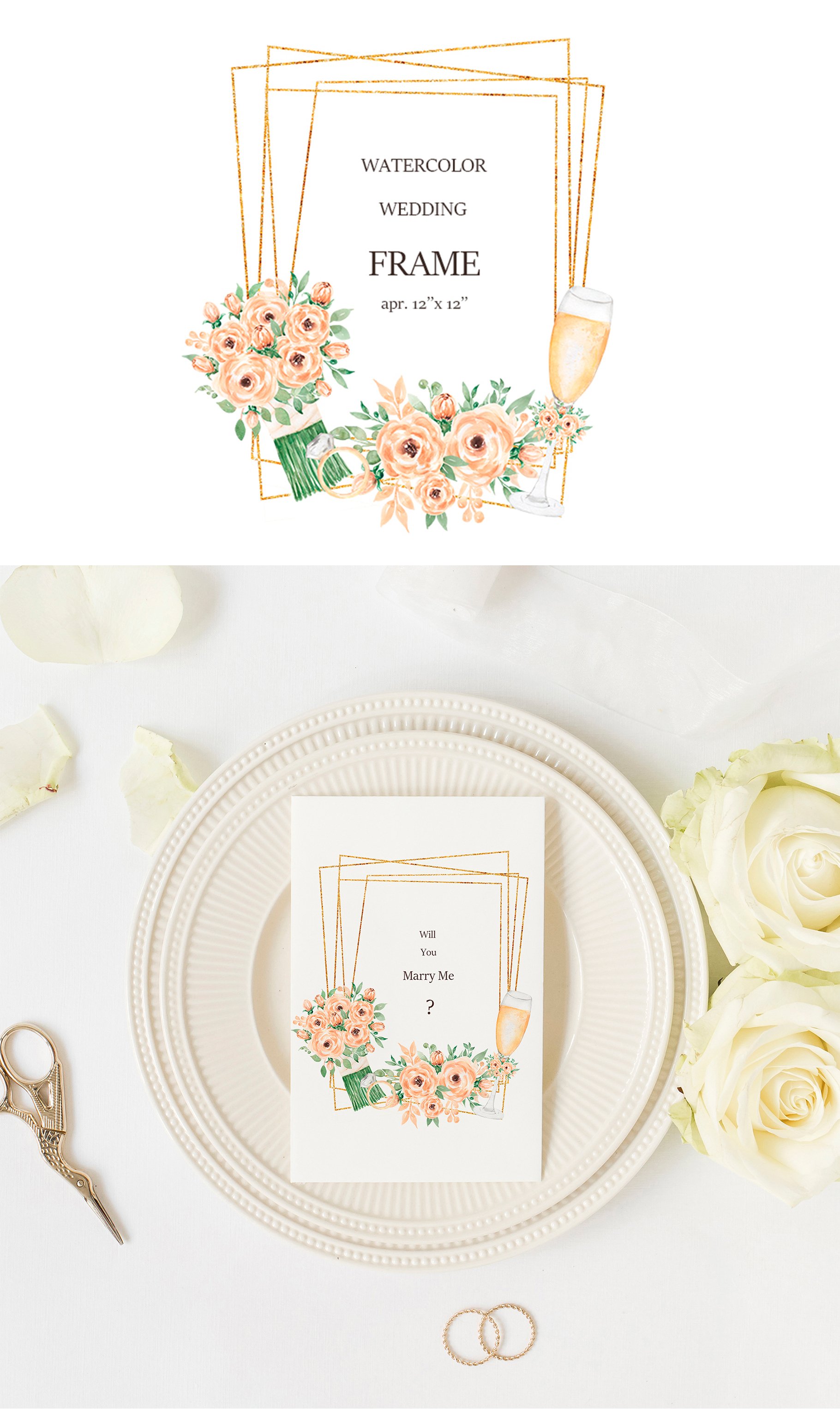 Watercolor Wedding Frame (1919360)