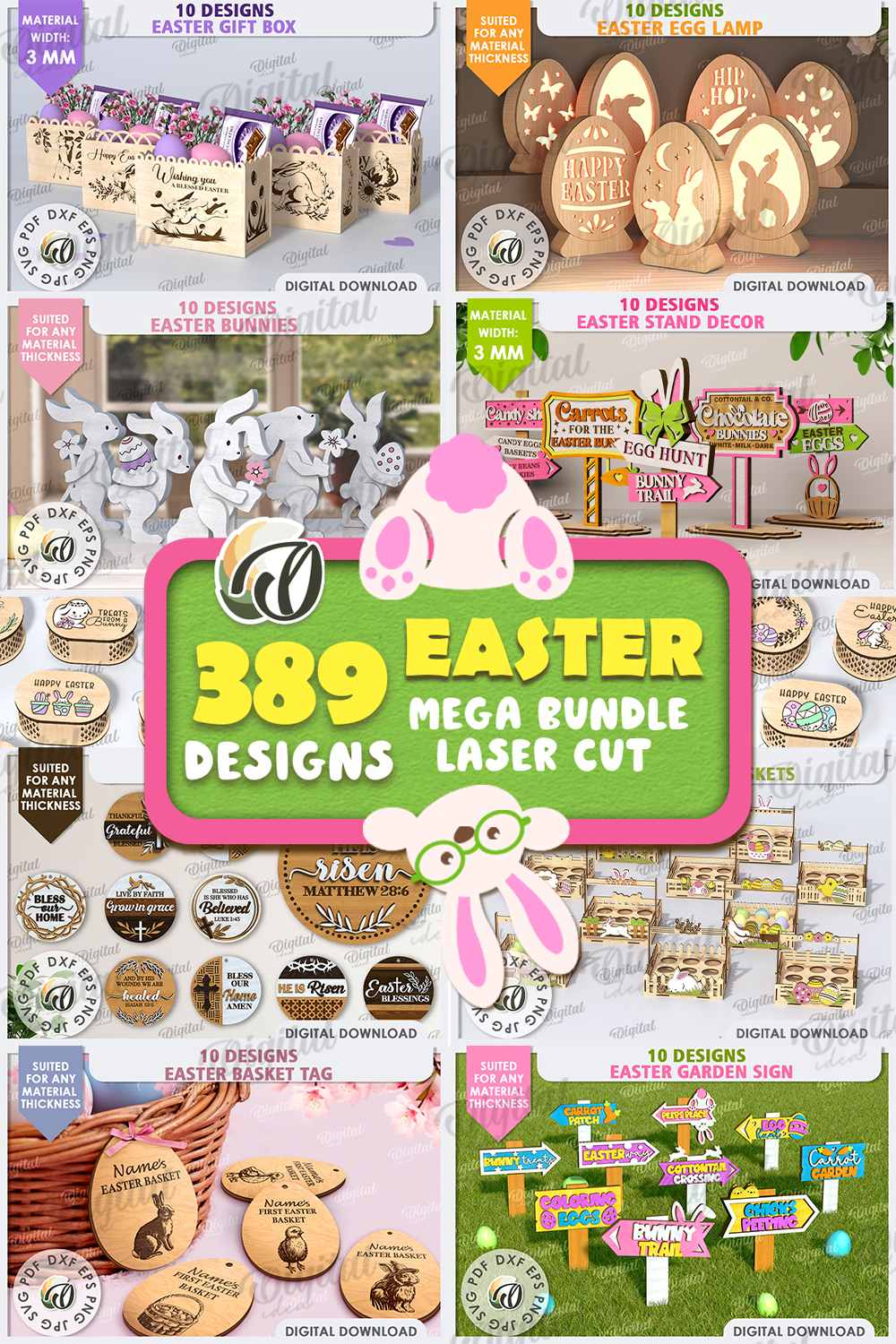3D Easter Mega bundle laser cut. Happy Easter (5281927)
