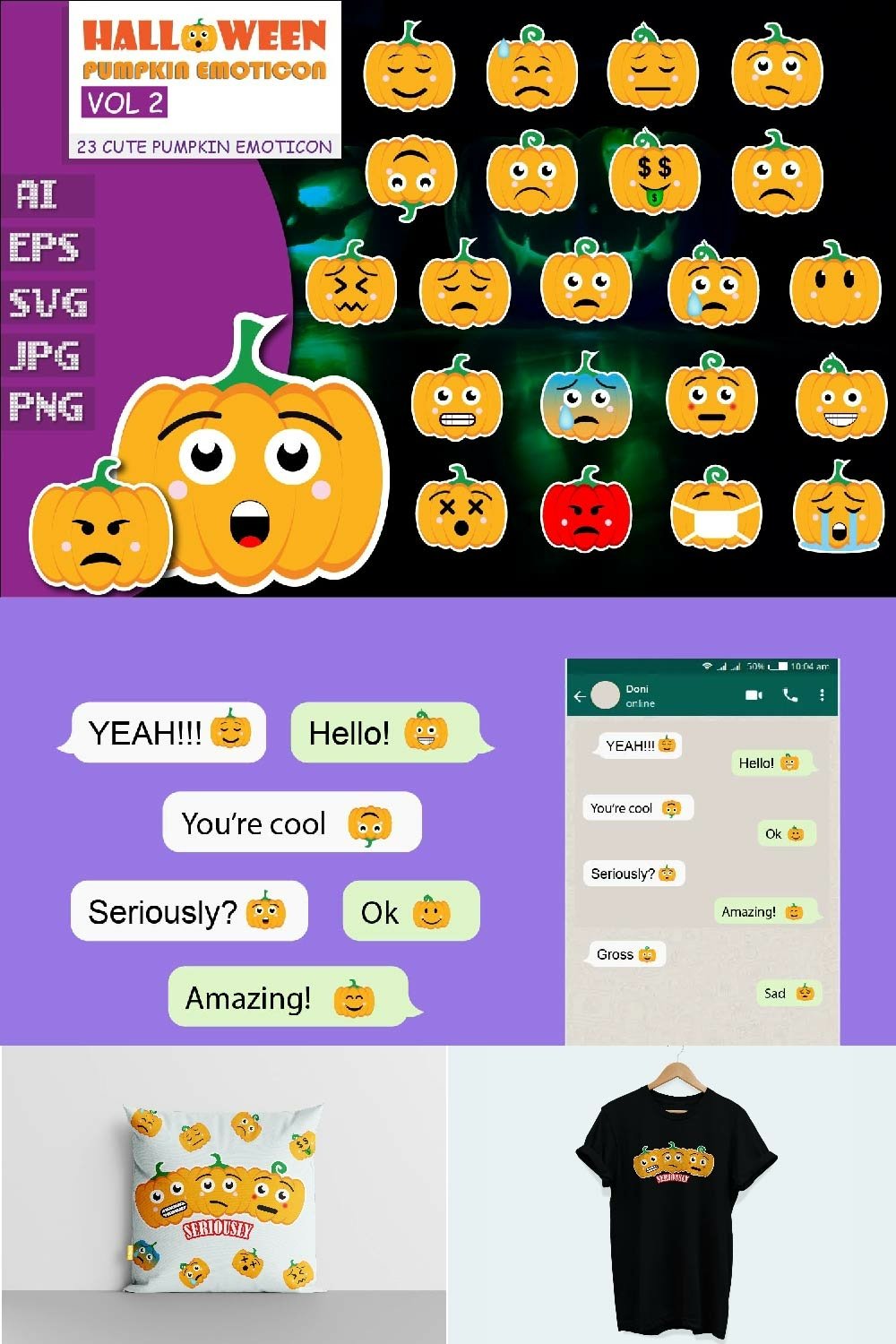 Halloween Pumpkin Emoticon Vol 2