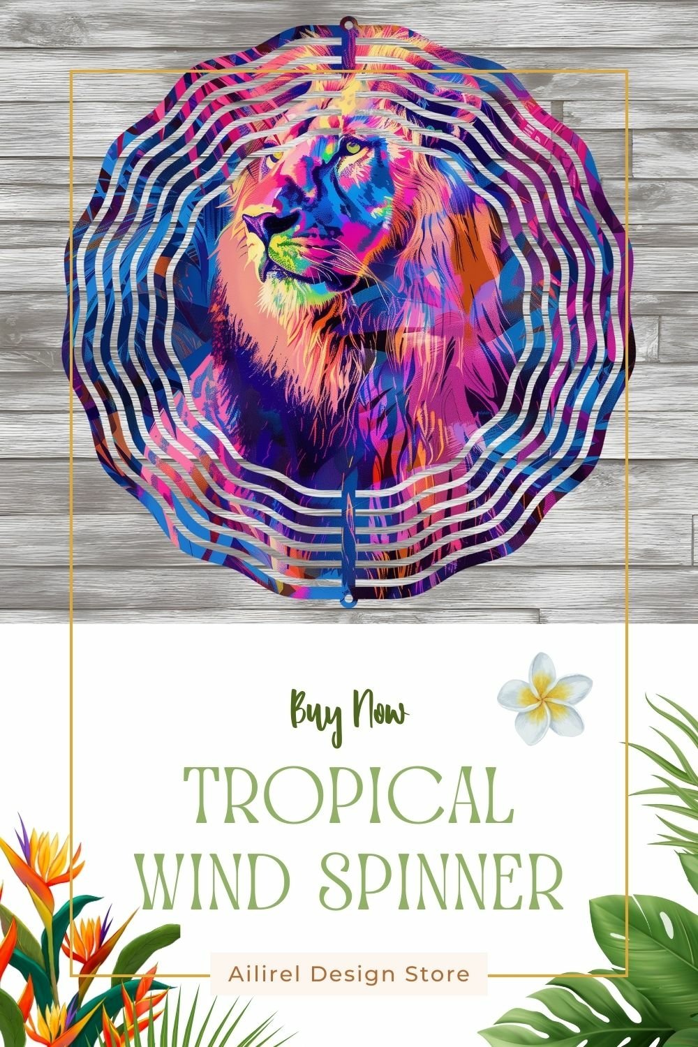 Colorful Lion Wind Spinner Design