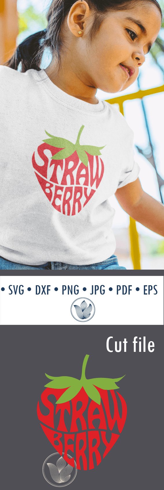 Strawberry Cut file | Fruit Word Art