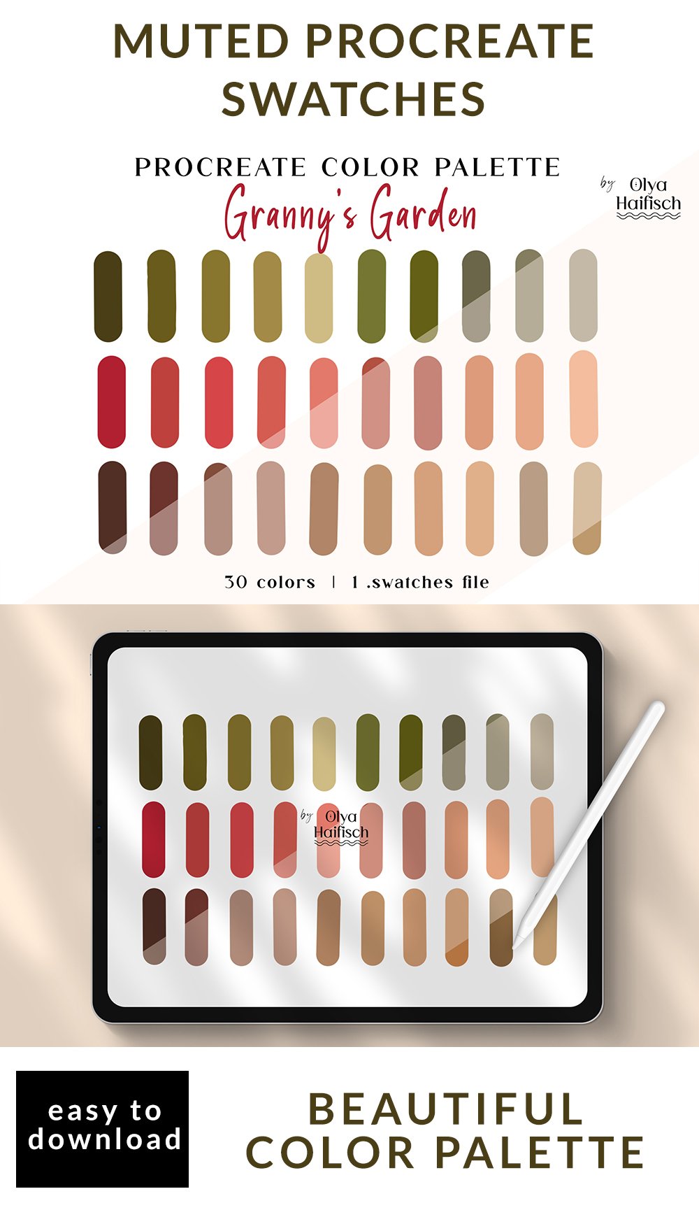 Greenery Procreate Color Palette. Floral Color Swatches