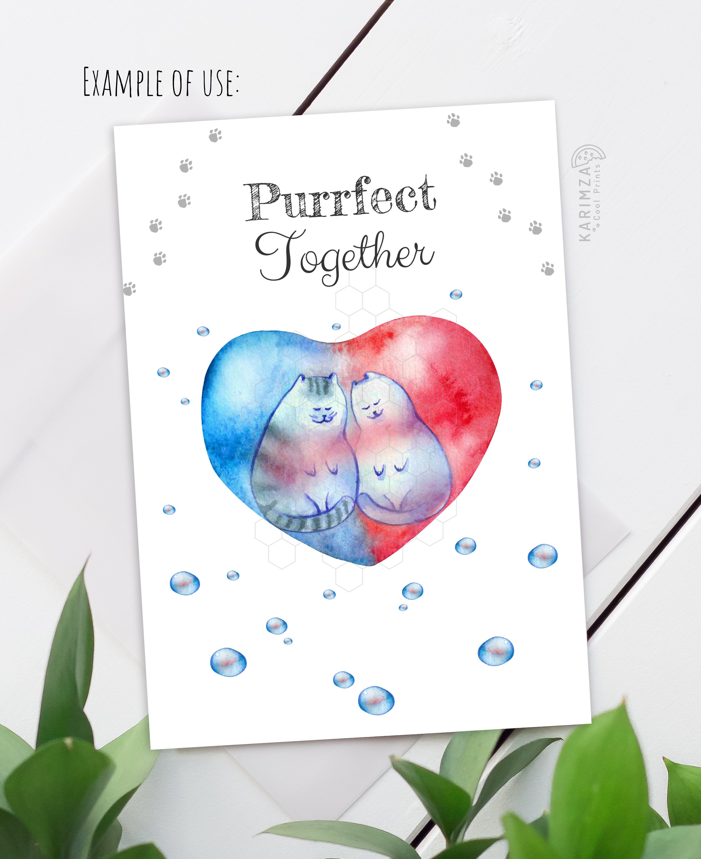Valentine's Day clipart watercolor, Cute Love (1093011)