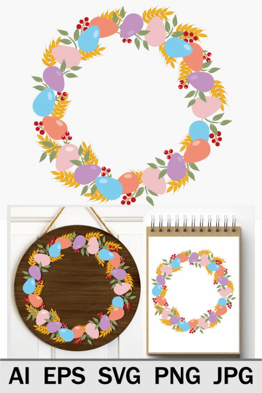 Festive round Easter egg frame clipart