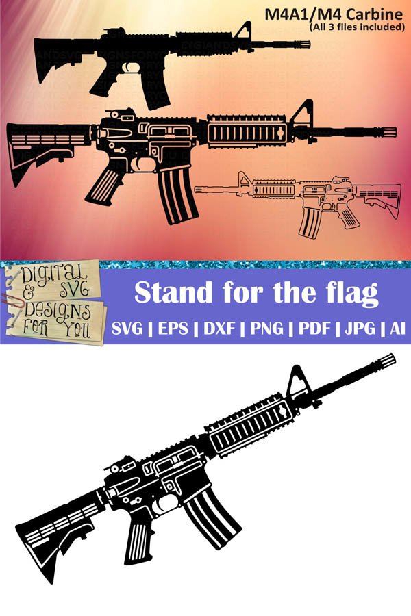 Army rifle svg, M4A1 cut file, gun svg, M4 svg, rifle svg