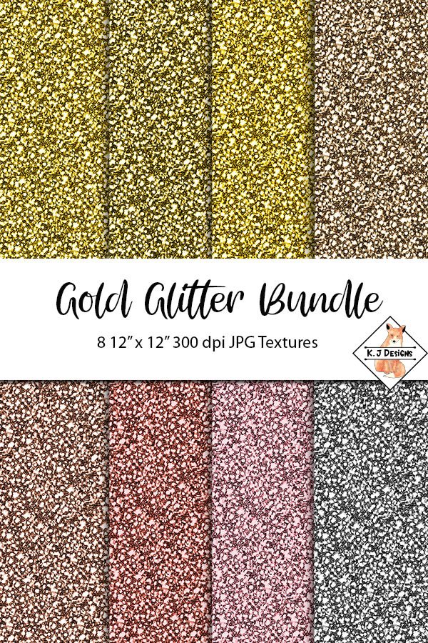 Gold Glitter Digital Paper Bundle Textures