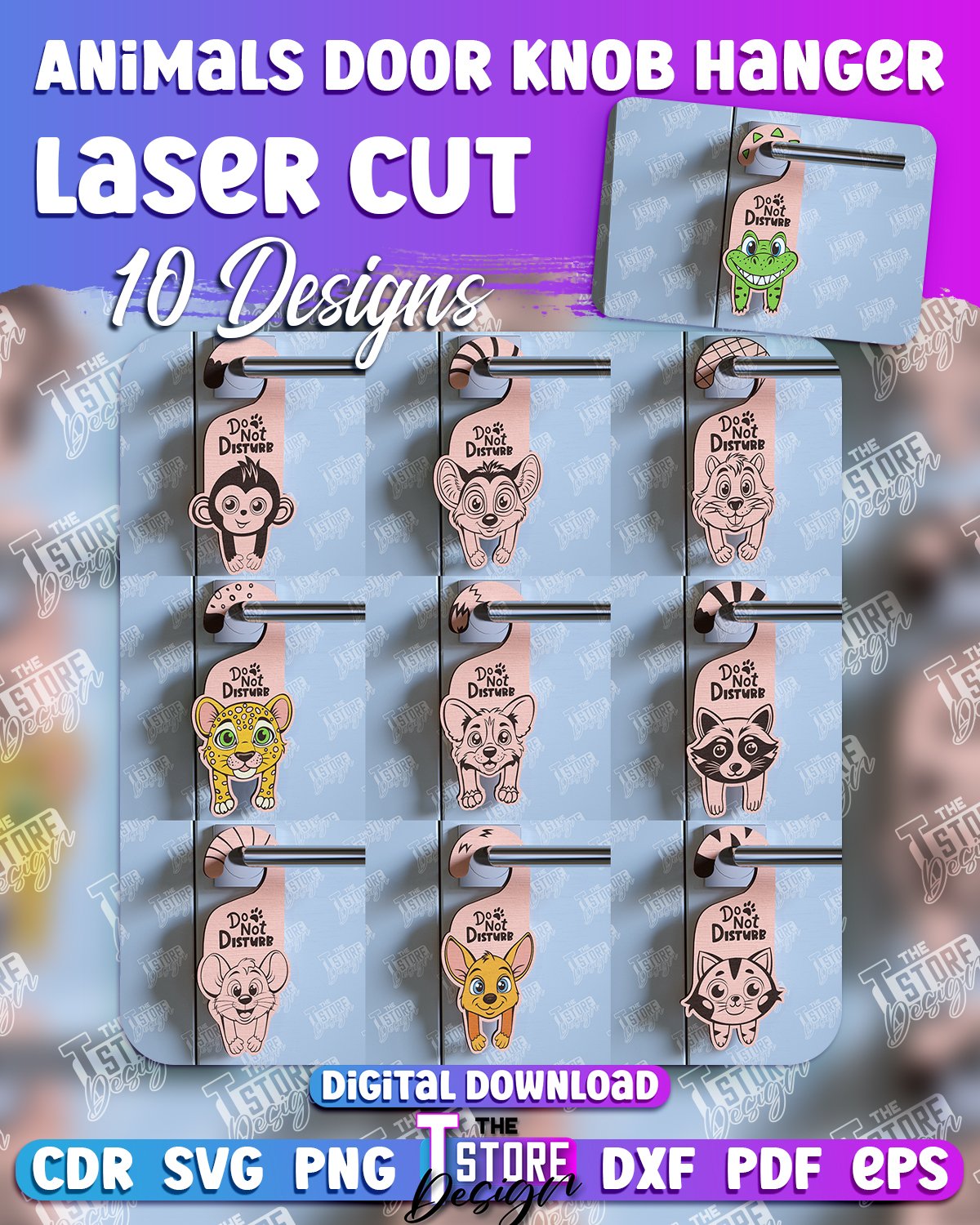 Animals Door Knob Hanger Laser Cut Bundle | Do Not Disturb