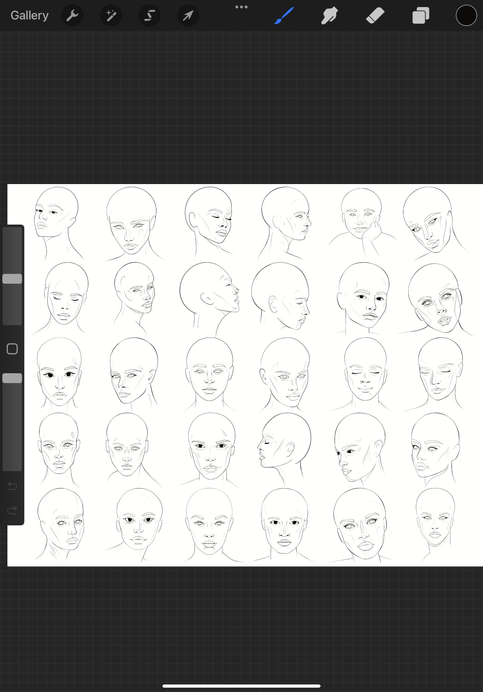 Female Human Face Set 2 Procreate Brush Stamps, 30 Faces