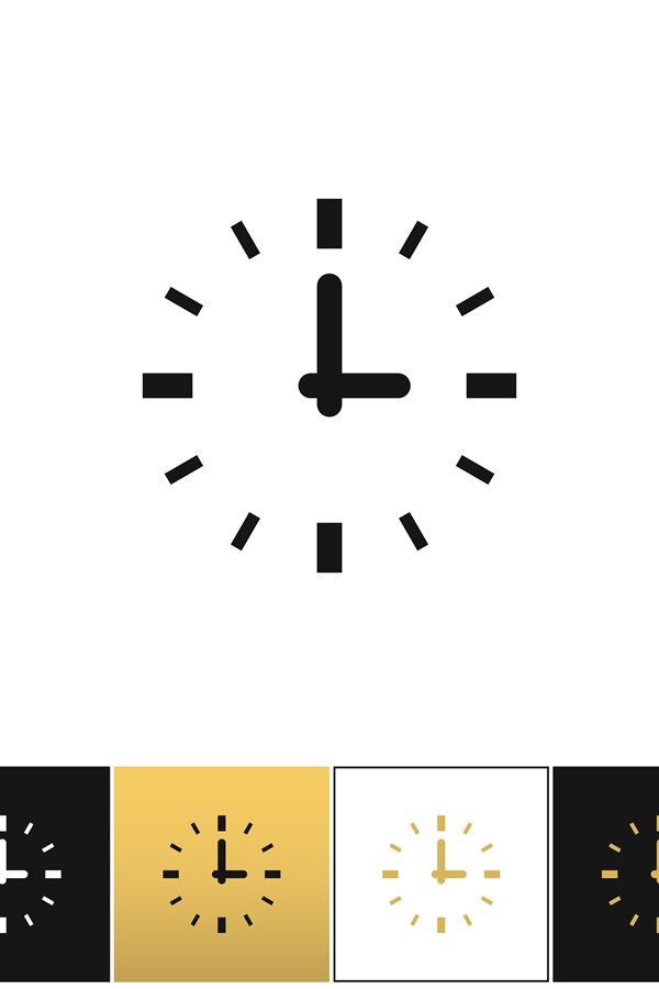 Clock sign or round time vector icon