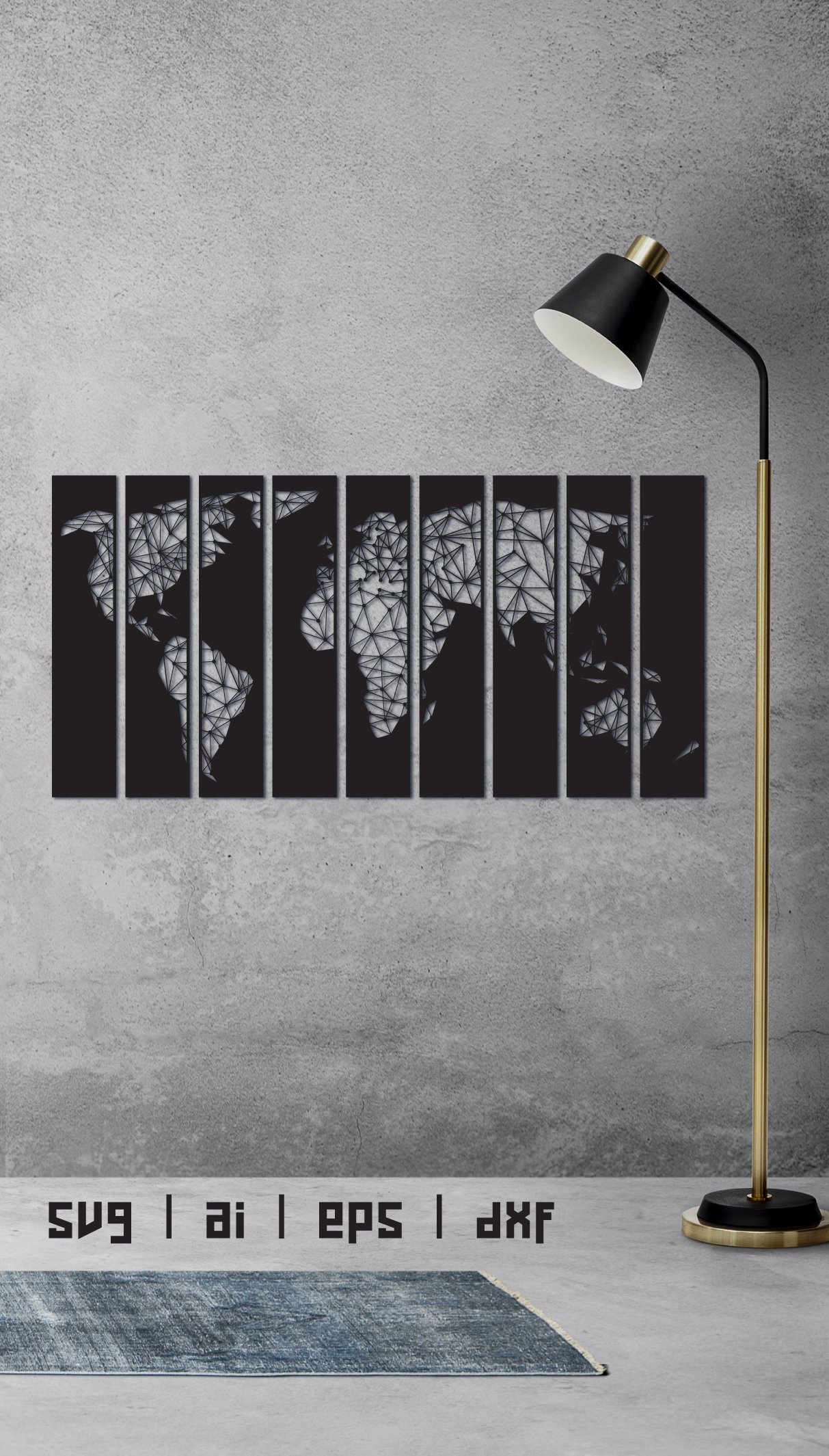 SVG Polygonal Map Frame Set - Wall Decor Interior Design