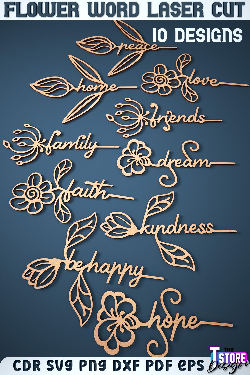 Flower Word Laser Cut SVG Bundle| Flower Laser Cut (2517898)