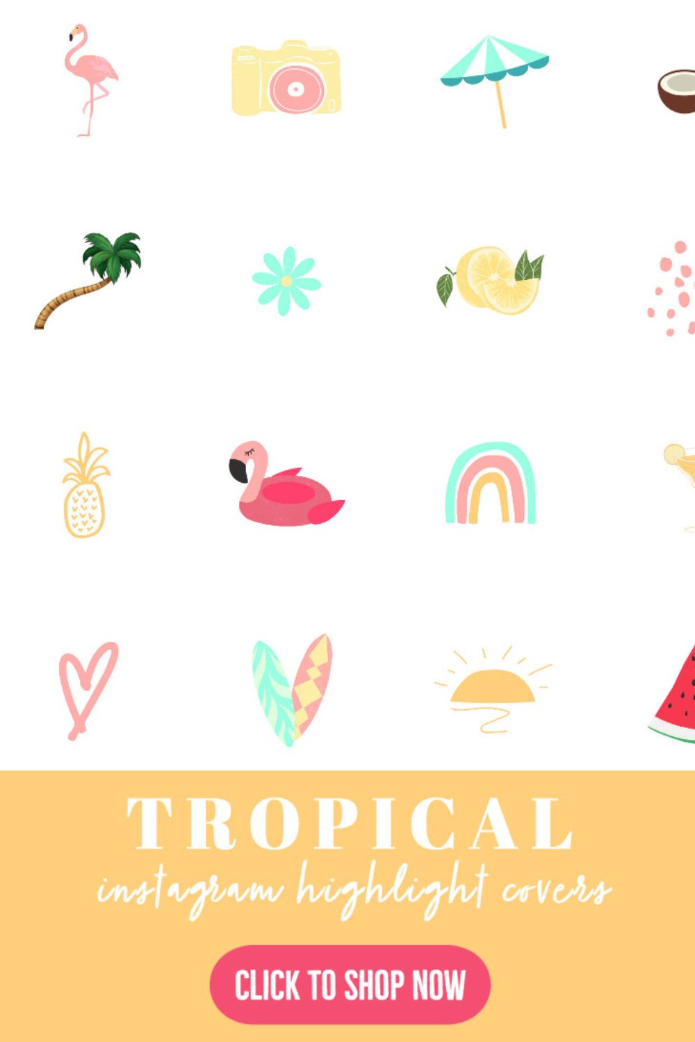 tropical holiday instagram story highlight covers