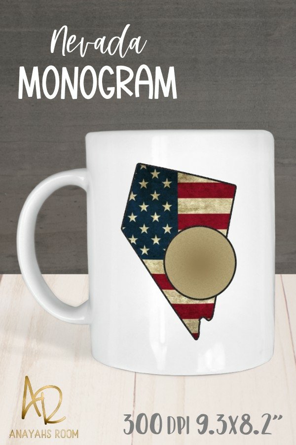 Sublimation Monogram | Nevada State With Flag