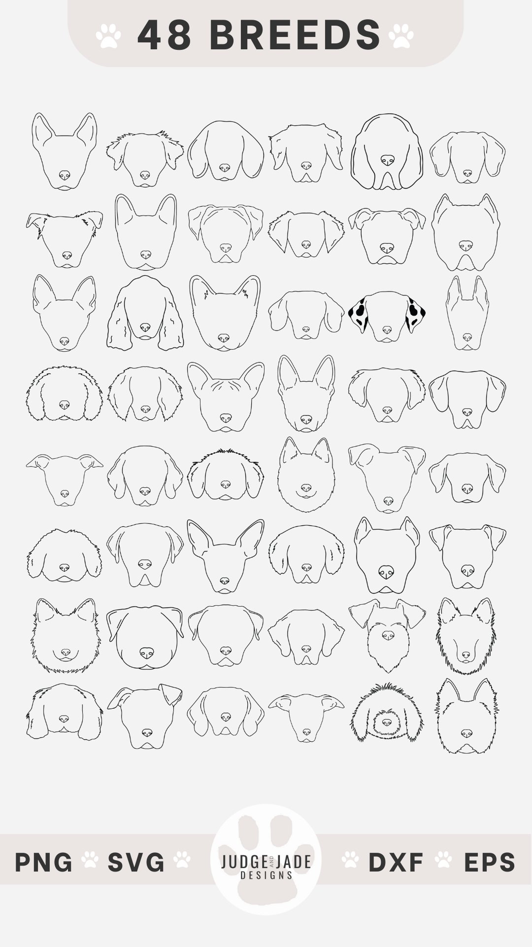 48 Dog Face Outline Svg Bundle