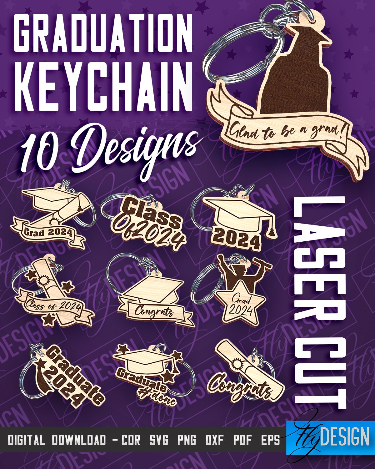 Graduation Keychain Laser Cut|Grad Cap 2024 (3455351)