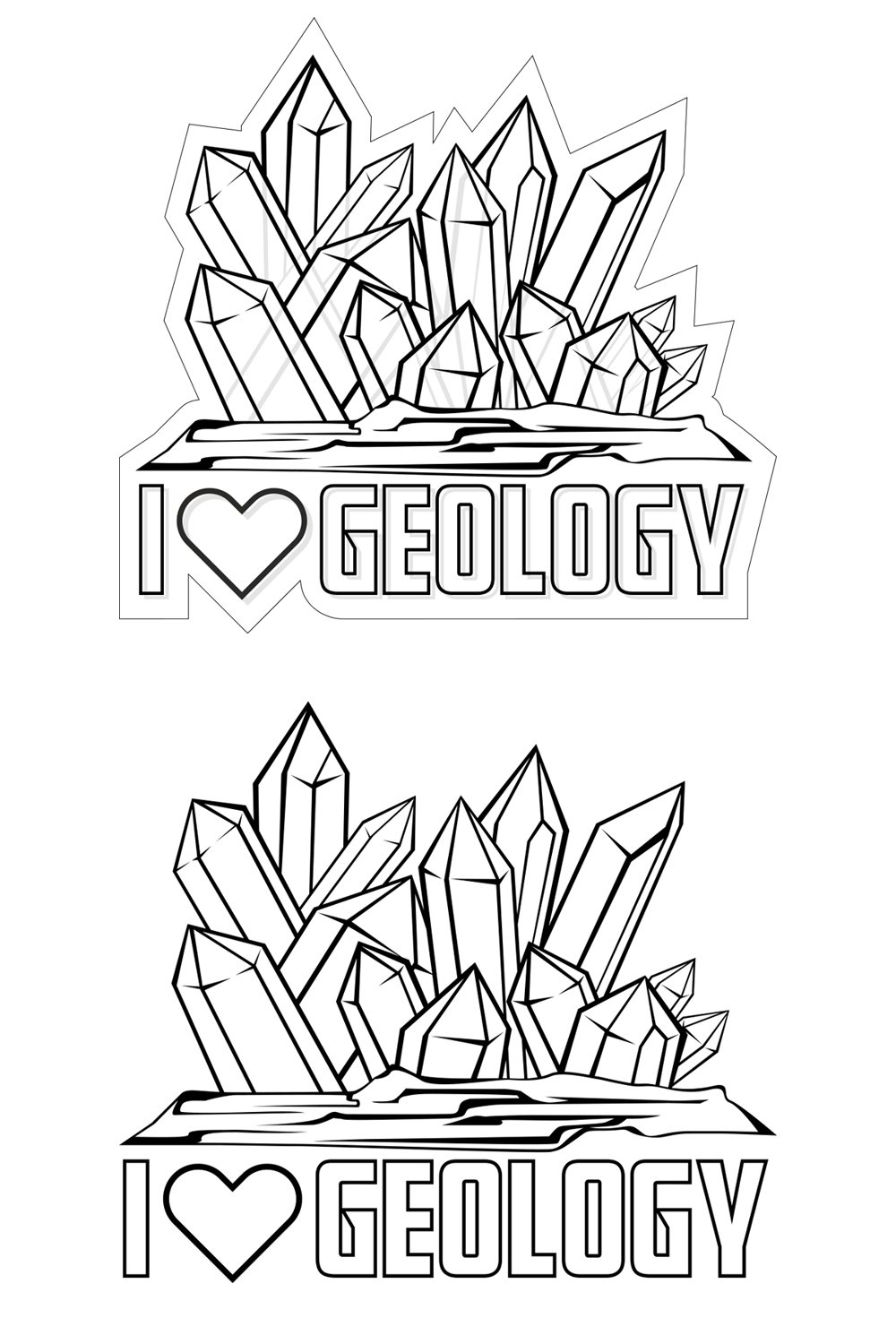 vector stiker "I LOVE GEOLOGY" with crystals