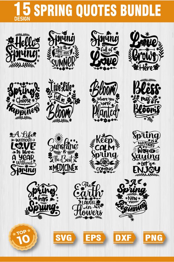 Spring SVG bundle - Spring quotes bundle SVG , EPS, DXF, PNG