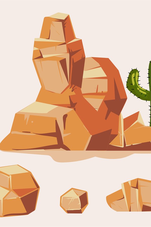 Set of desert rocks. Cartoon isometric 3d flat style. Set of