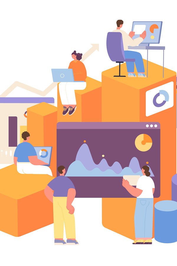 People and statistics concept. Statistical forecasting, fina