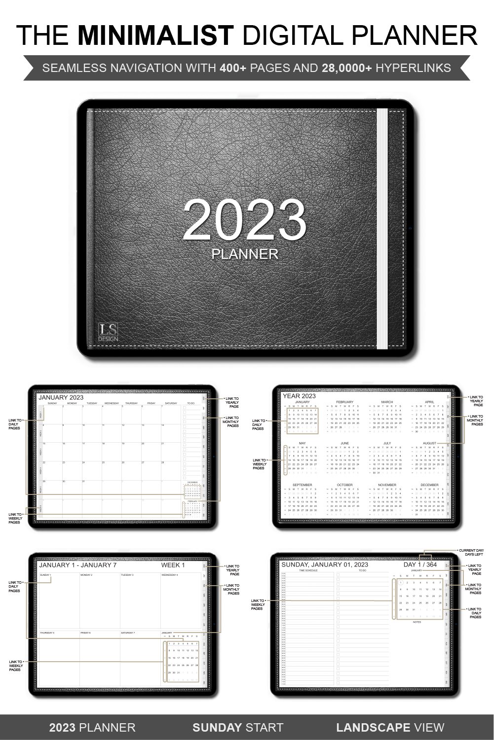 The Minimalist Digital Planner | 2023 Dated and Hyperlinked