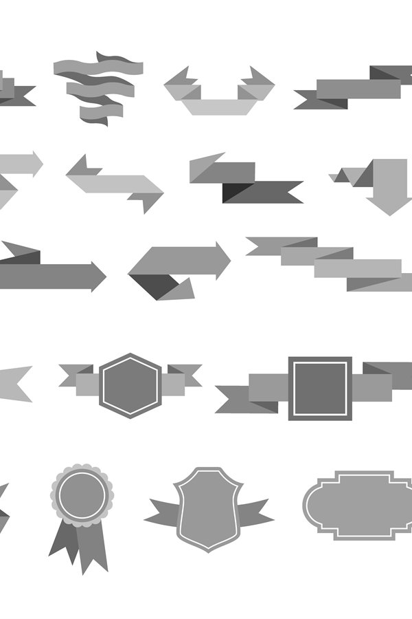 Ribbon labels collection. Decorative ribbons, anniversary aw