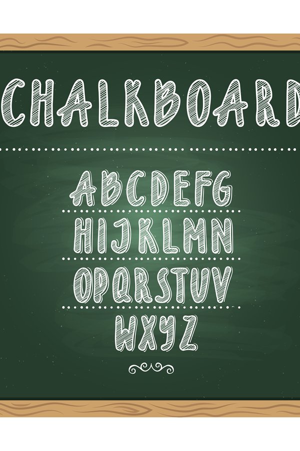 Antique child school chalkboard with green texture and hand