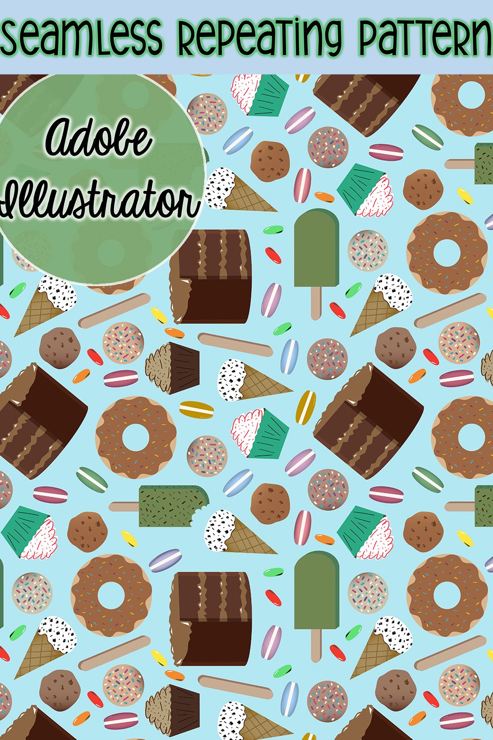Sweet Treats digital elements and repeating pattern