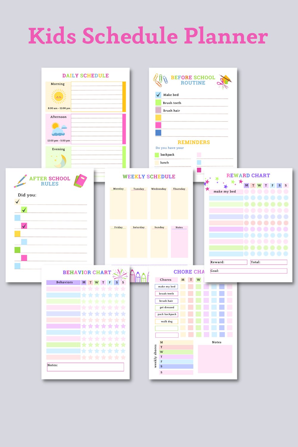 Editable Printable School Planner Kids / Canva Templates