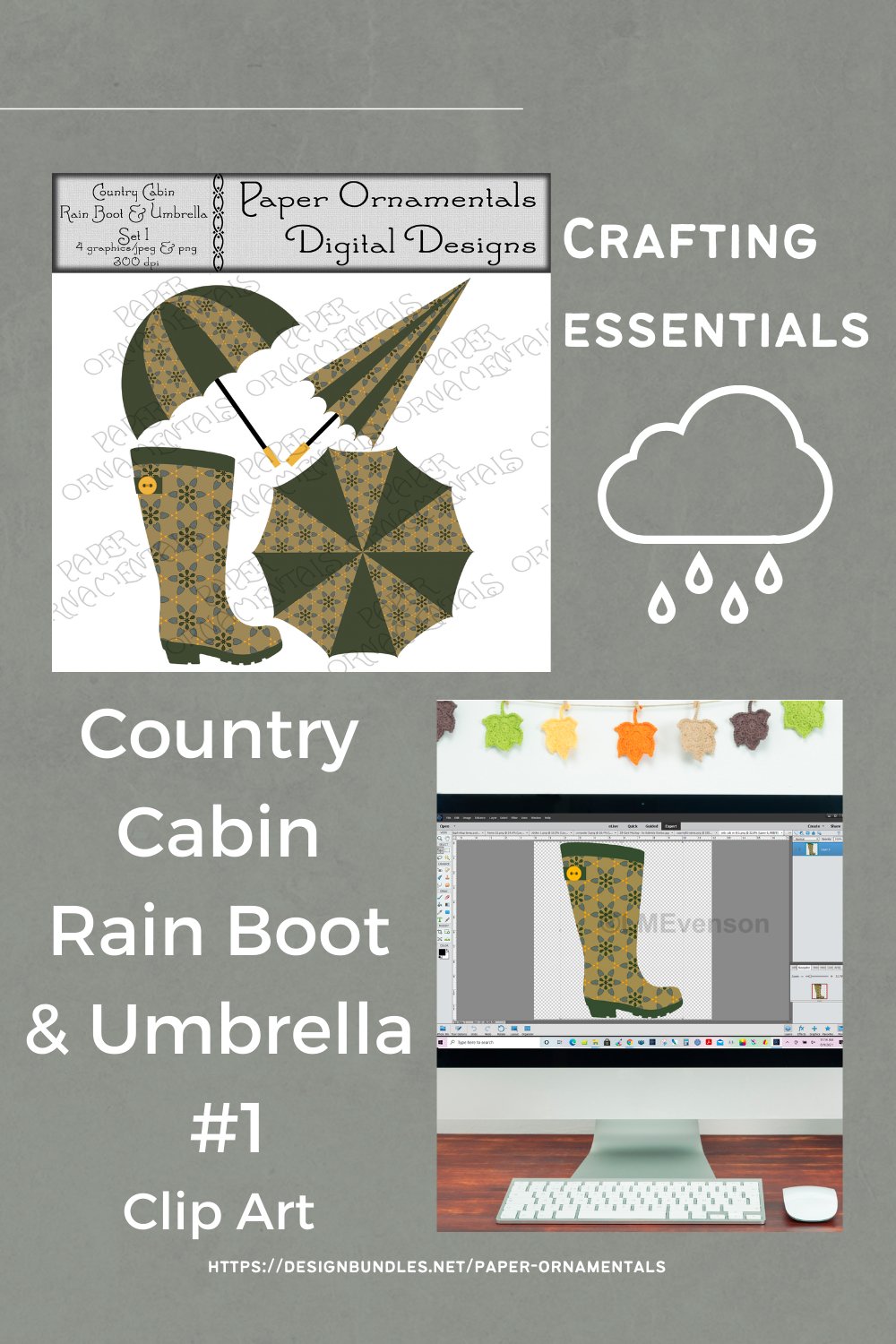 Clip Art, Country Cabin Rain Boot & Umbrella Clip Art Set 1