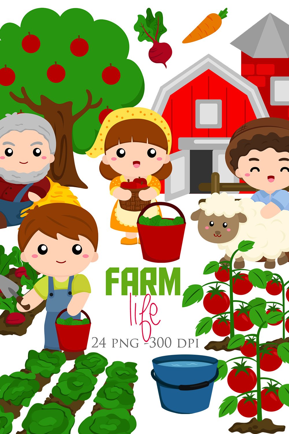 Farm Life Activity Harvest Nature Animal Illustration Vector